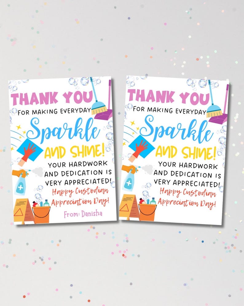 School Custodian Appreciation Gift Tag, Printable Thank You School ...