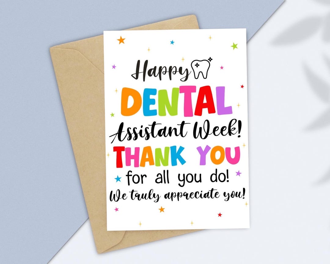 Dental Assistant Week Card: Appreciation Thank You (PDF) - Etsy