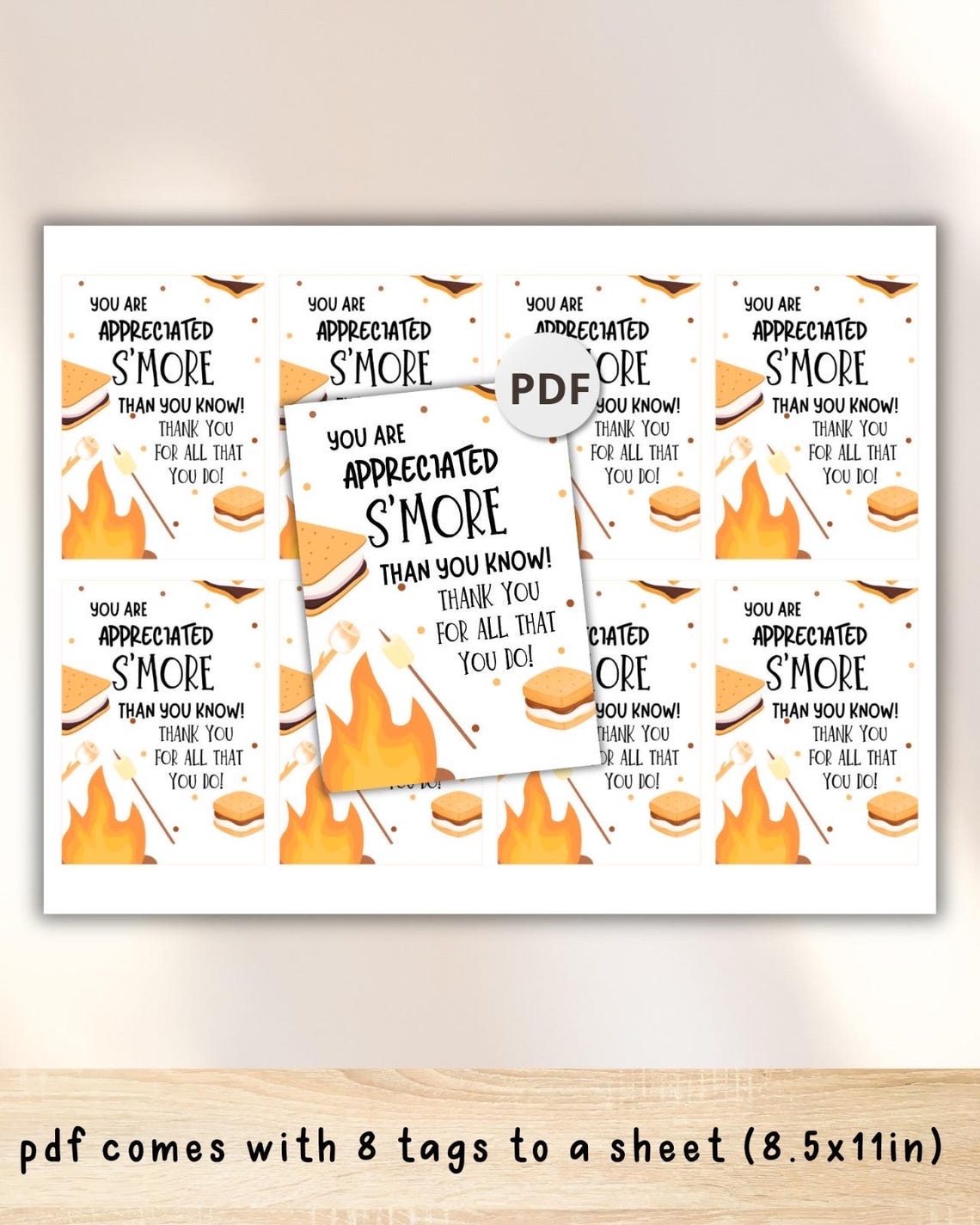 Printable S'mores Teacher Appreciation Gift Tag Appreciated S'more Than ...