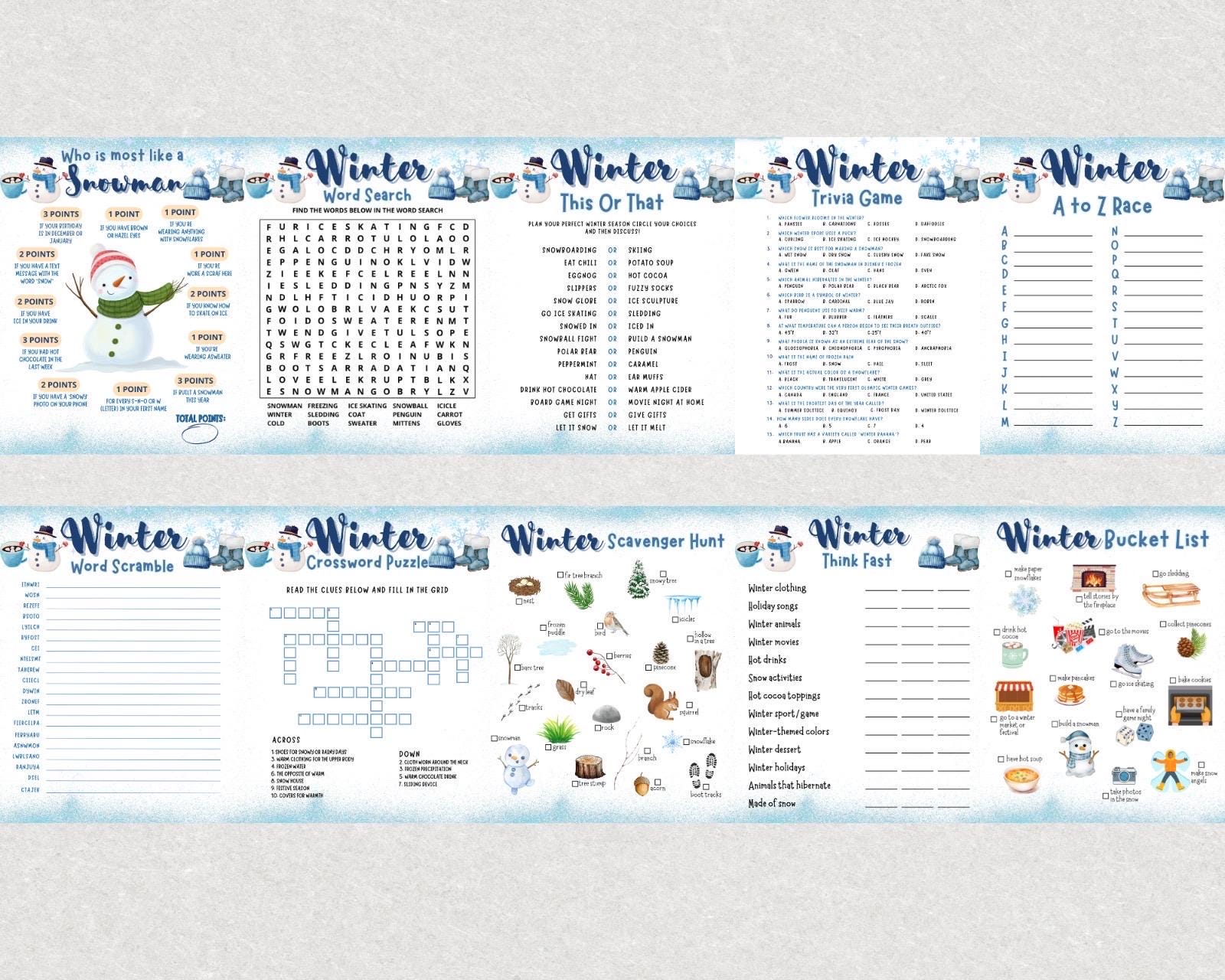 Winter Trivia Game Bundle,18 Winter Solstice Holiday Games,winter Party ...
