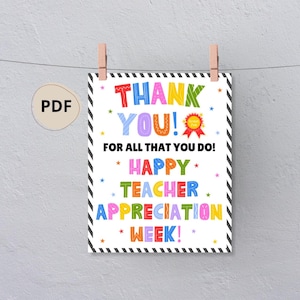 Teacher Appreciation Week Sign: Printable Thank You Poster (digital ...