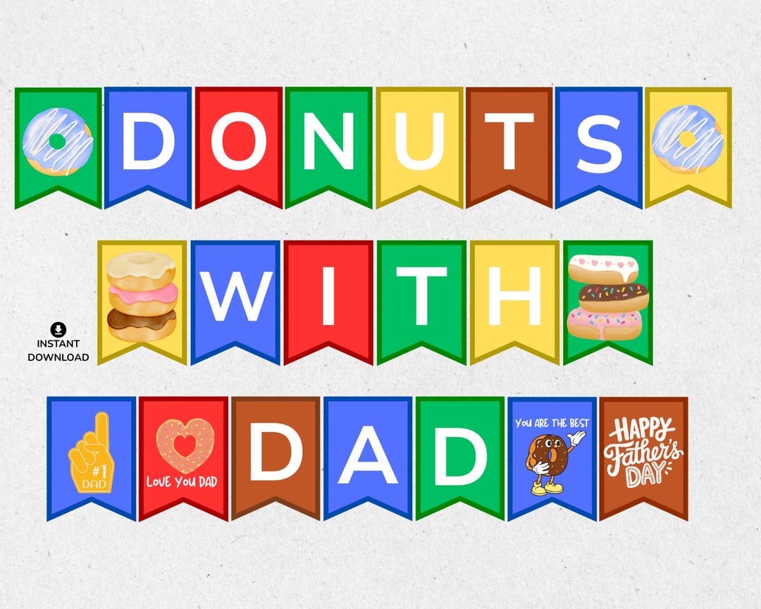 Donuts With Dad Printable Banner: Father's Day Party (digital Download ...