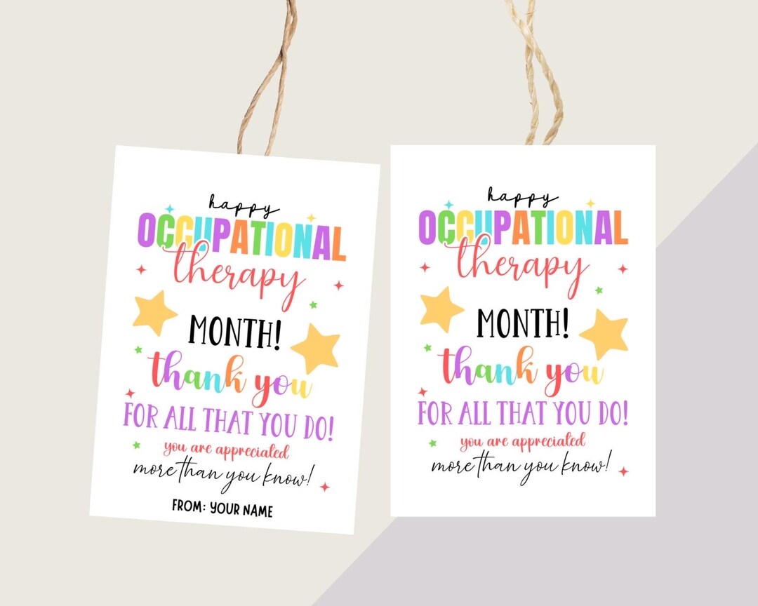 OT Month Thank You Gift Tag Printable (PDF) - Etsy