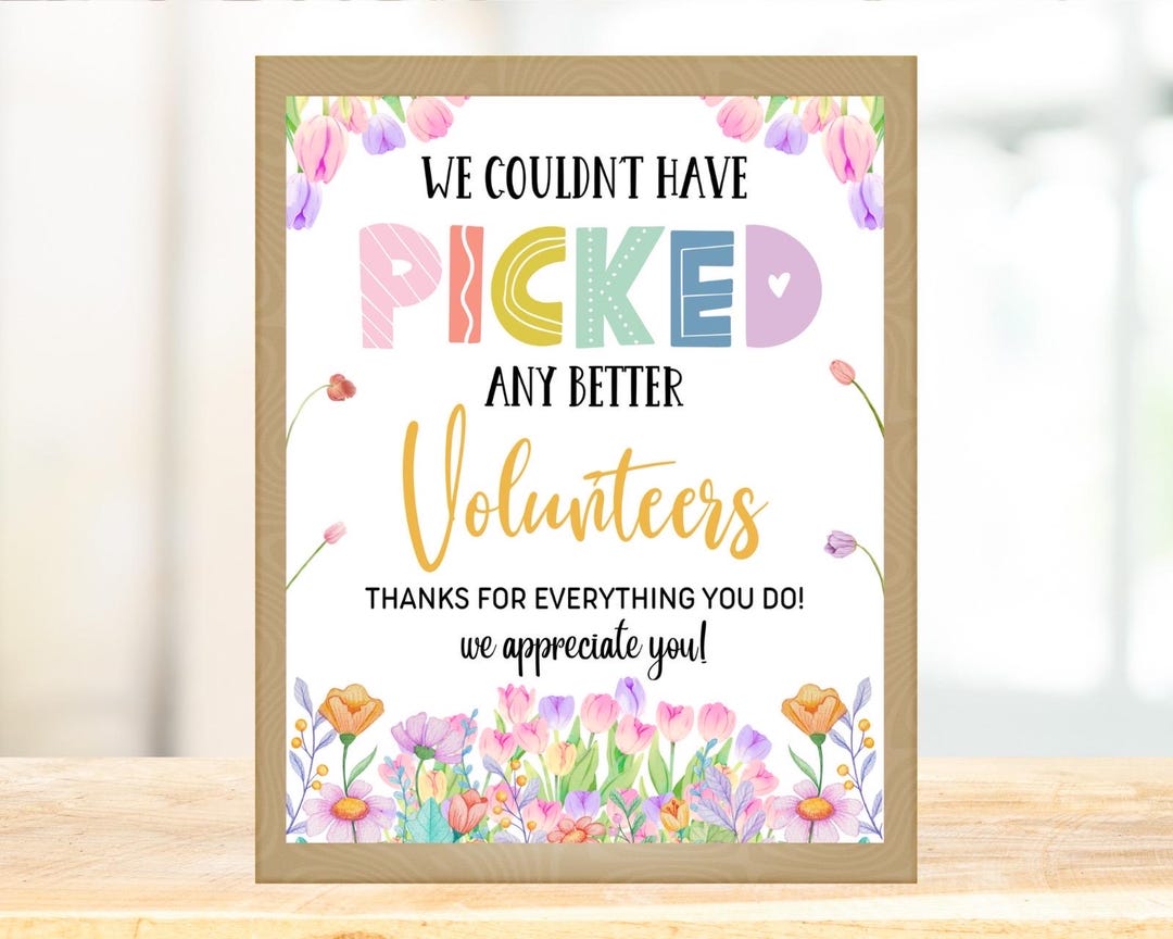 Volunteer Appreciation Sign: Floral Spring Garden Theme (digital ...