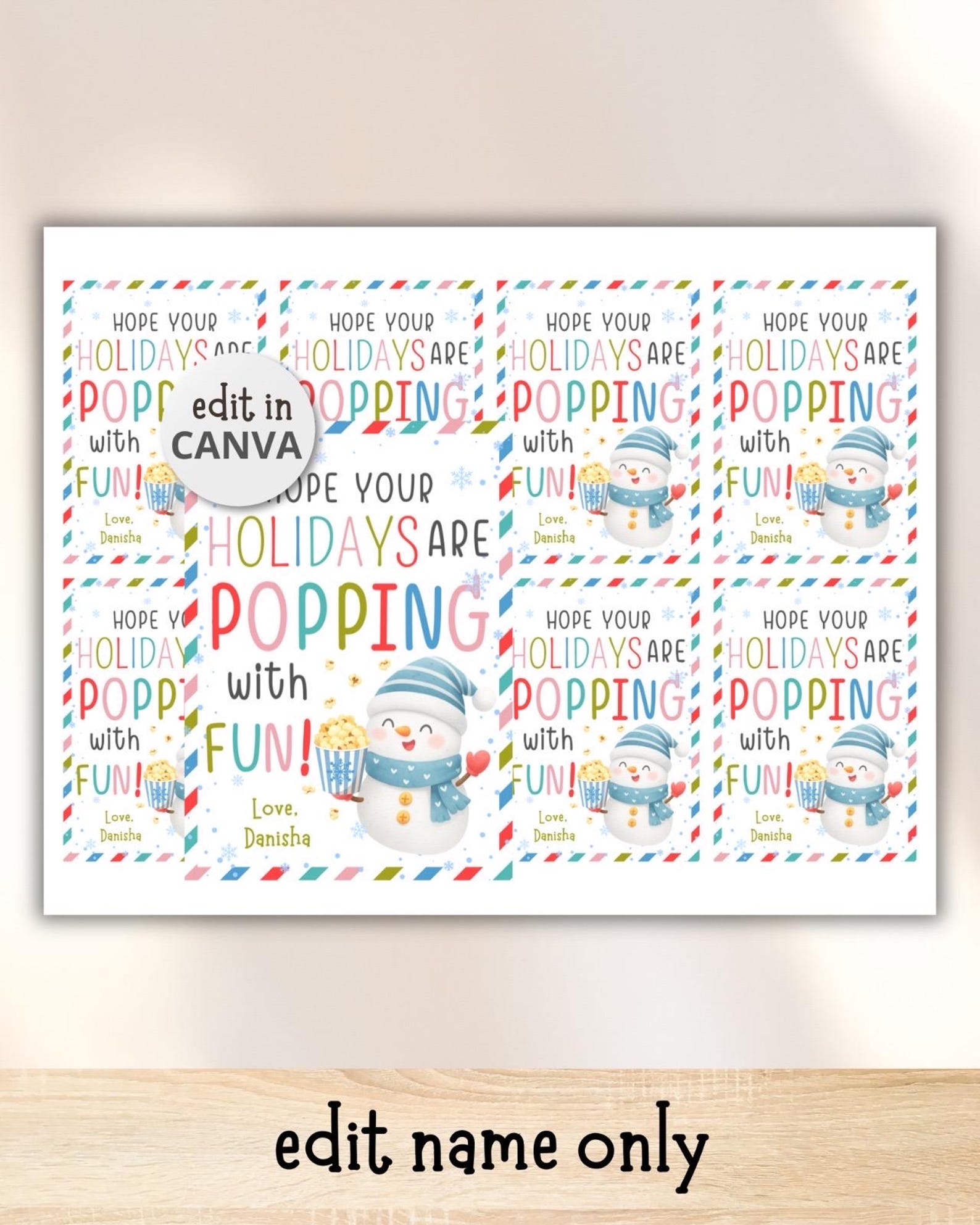 Printable Popcorn Gift Tag: Fun Holiday Present Label (PDF) - Etsy