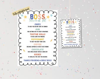 Boss Survival Kit, Boss Appreciation, Boss Day Gift Tags, Boss Thank ...