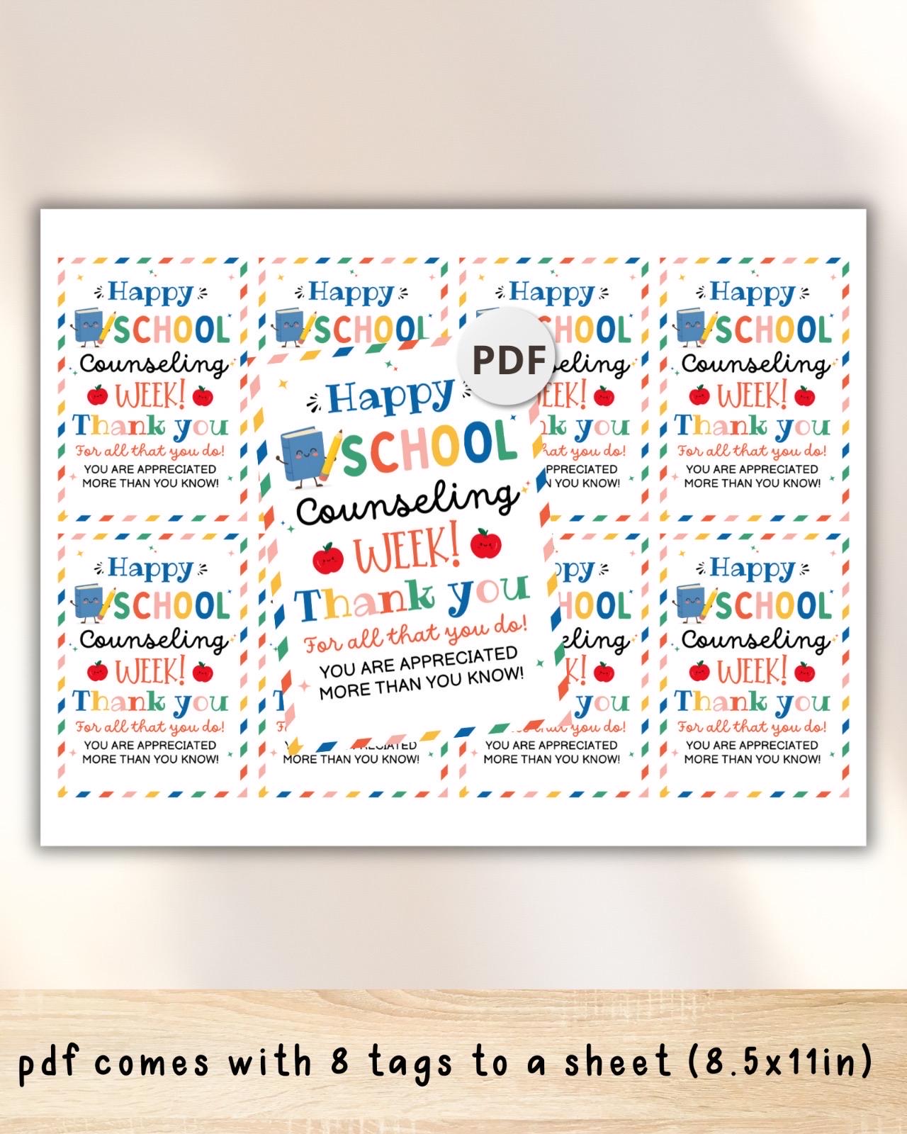 School Counseling Week Gift Tag, Printable Counselor Appreciation Week ...