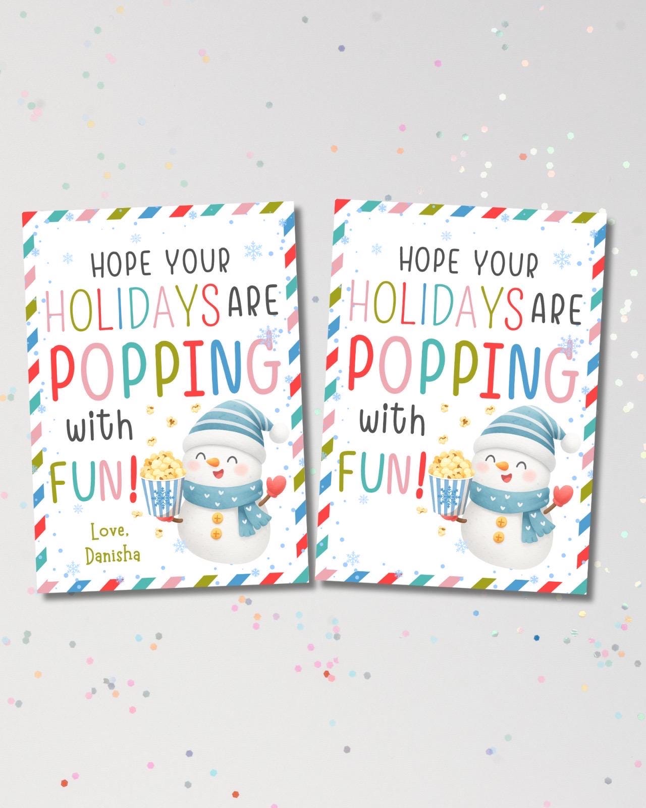 Printable Popcorn Gift Tag: Fun Holiday Present Label (PDF) - Etsy