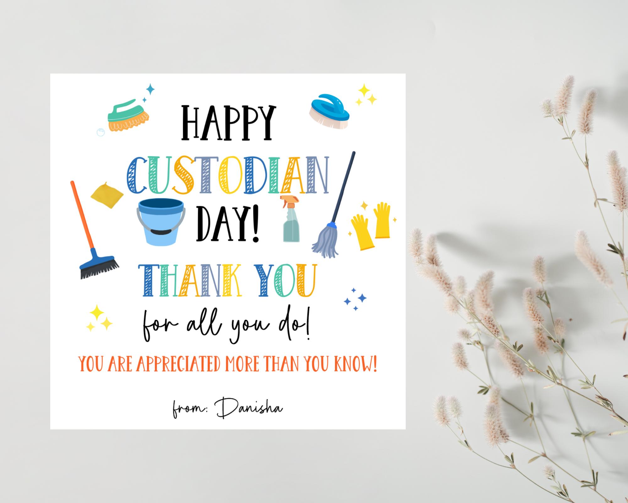 School Custodian Appreciation Gift Tag, Printable Thank You School ...