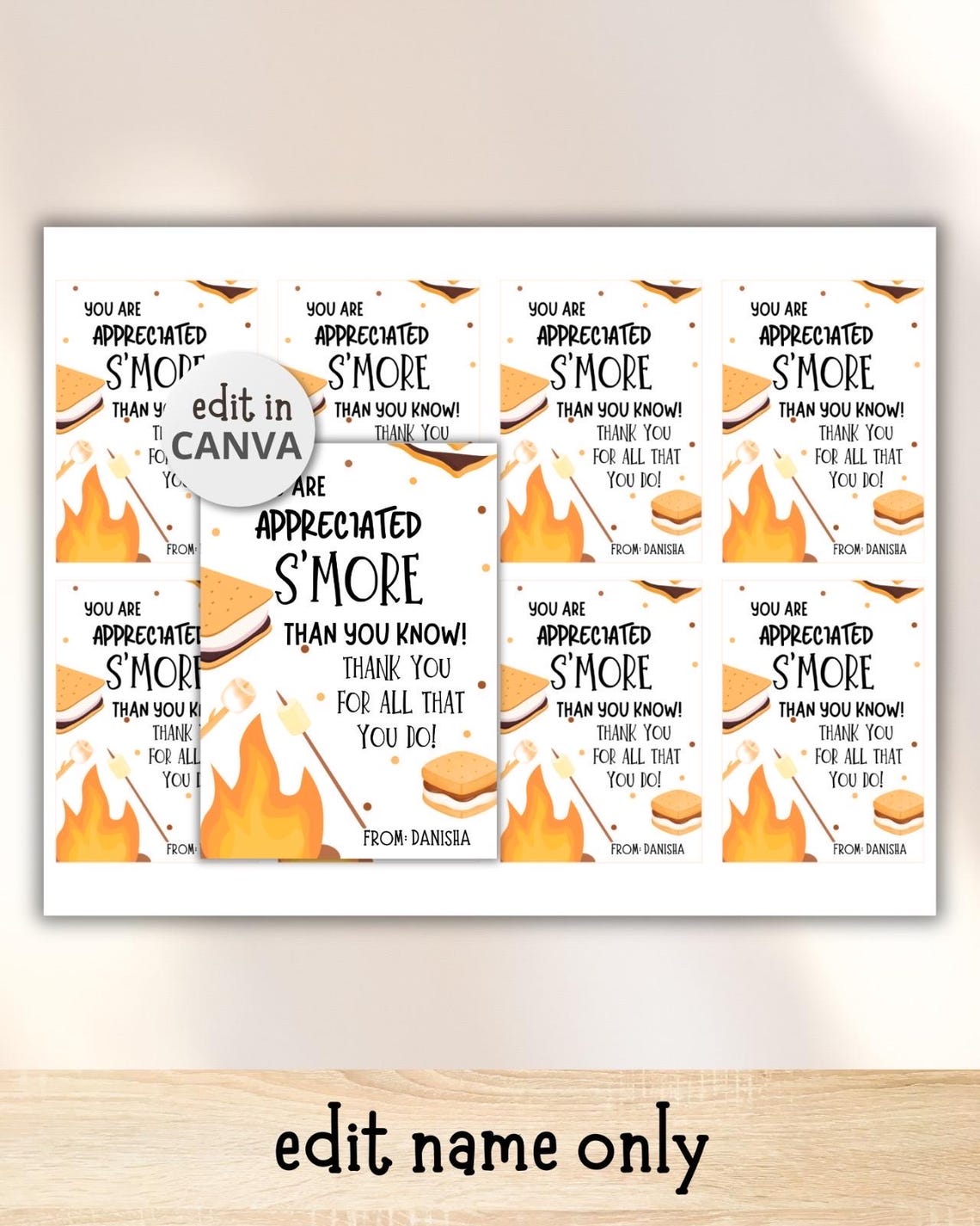 Printable S'mores Teacher Appreciation Gift Tag Appreciated S'more Than ...