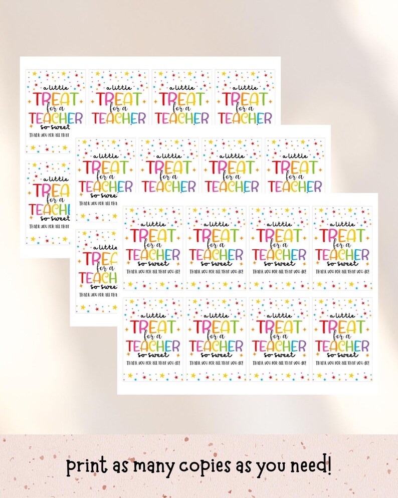 Teacher Sweet Treat Tag, Teacher Appreciation Tag, Teacher Thank You ...
