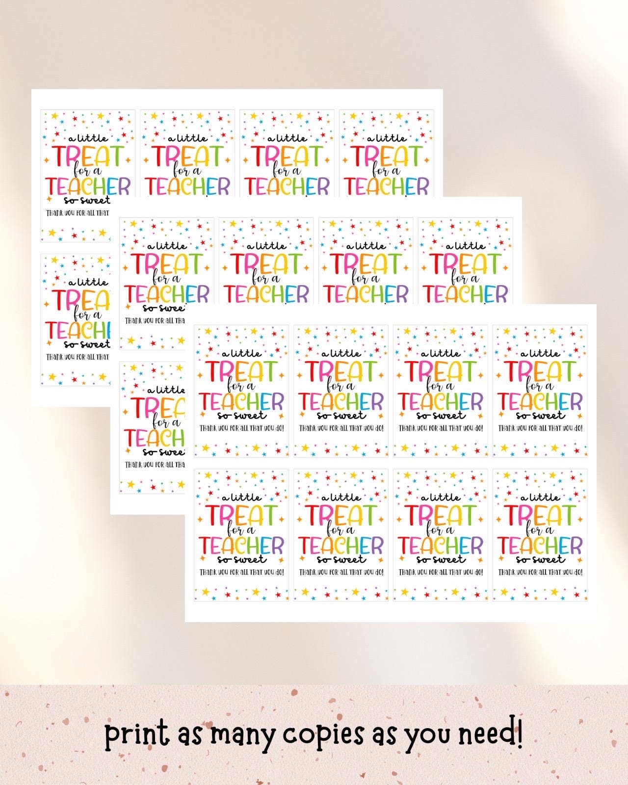 Teacher Sweet Treat Tag, Teacher Appreciation Tag, Teacher Thank You ...