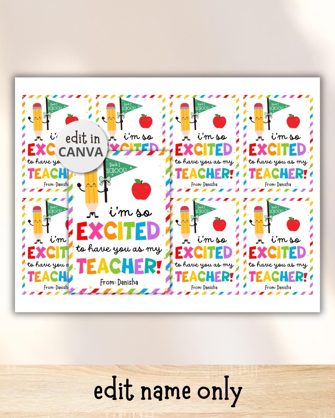 I'm so Excited to Have You as My Teacher Tag, Printable First Day of ...