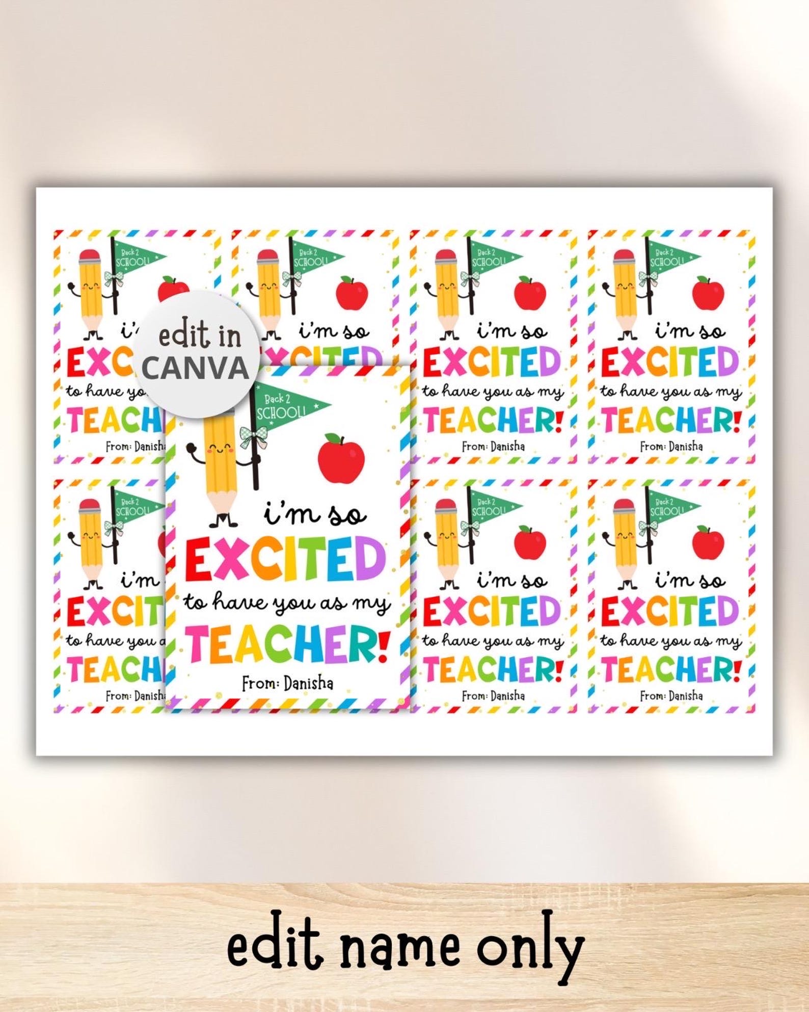 I'm so Excited to Have You as My Teacher Tag, Printable First Day of ...