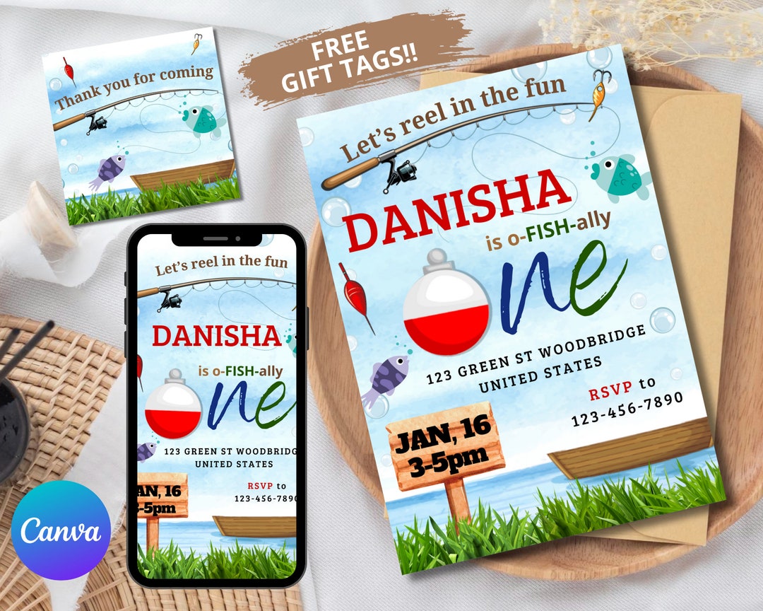 Editable Fishing Invitation, Fishing Birthday Invitation, Fish ...