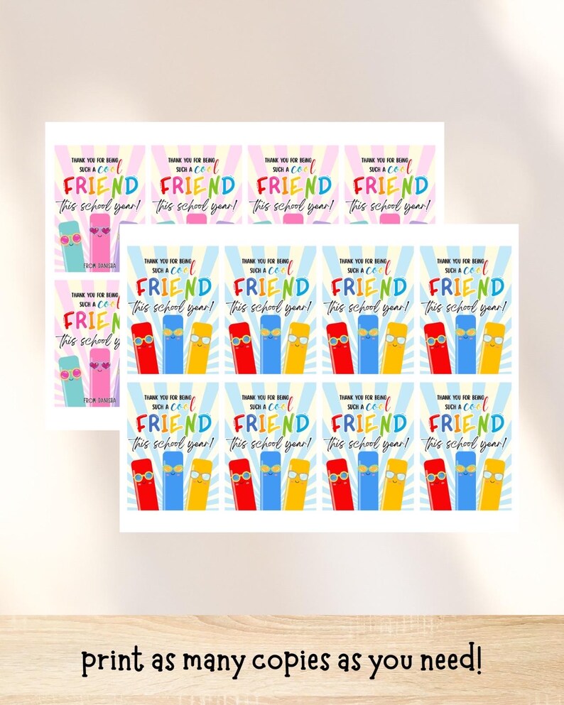 Freeze Pop Ice Popsicle Gift Tags Cool Friend End of School Year Gifts ...