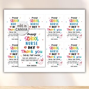 Happy School Nurse Day Gift Tag: Printable Appreciation Tag (digital ...