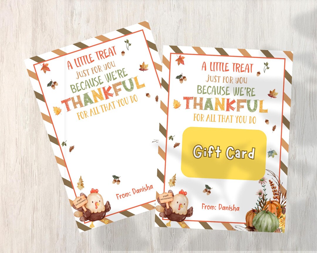 Thanksgiving Gift Card Holder Instant Download, Teacher Staff ...