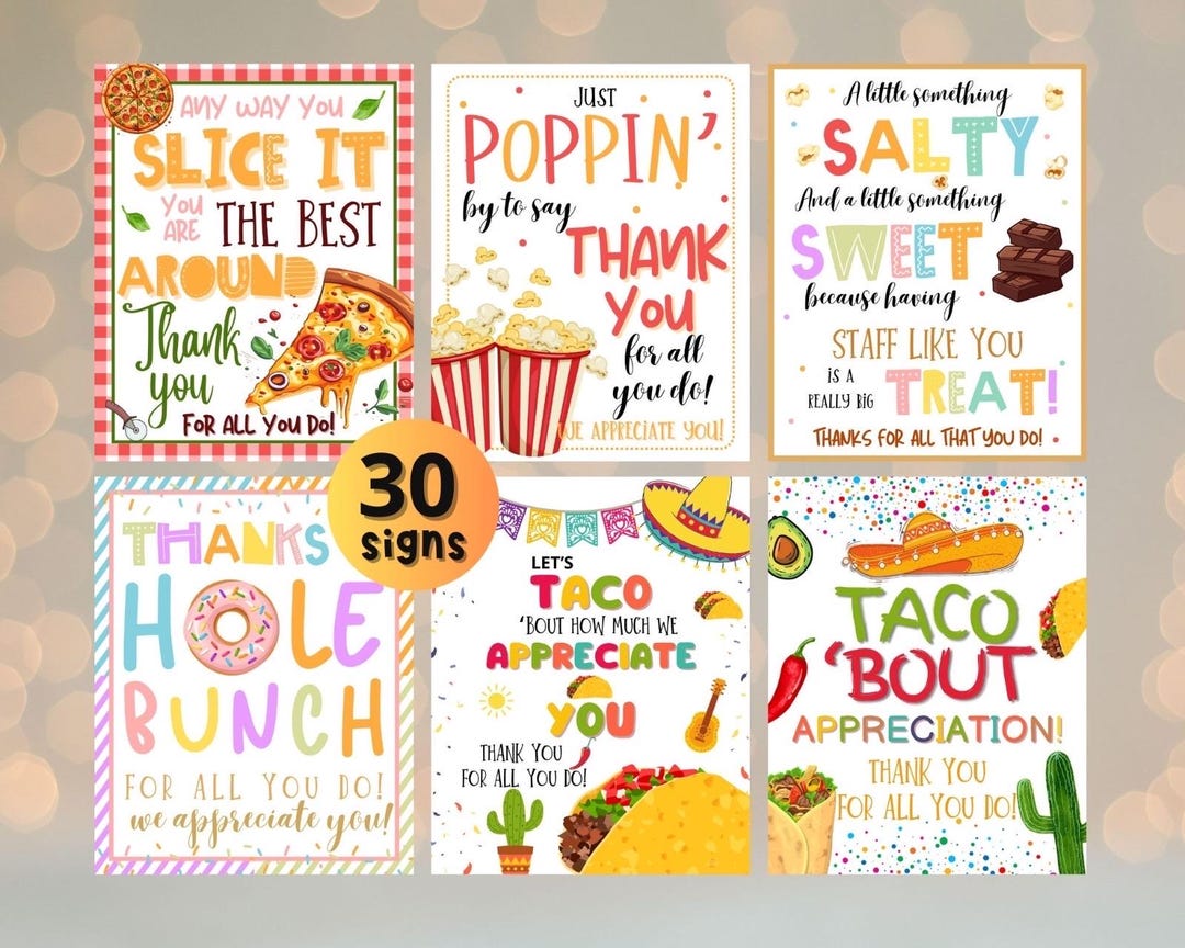 Printable Appreciation Signs, Staff Appreciation Signs, Appreciation ...