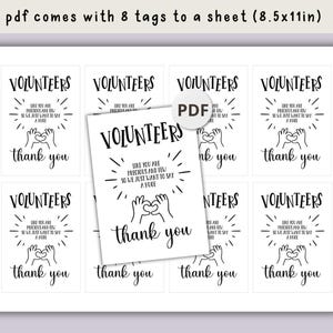 Volunteer Gift Tag Printable, Volunteer Tag, Volunteer Thank You ...