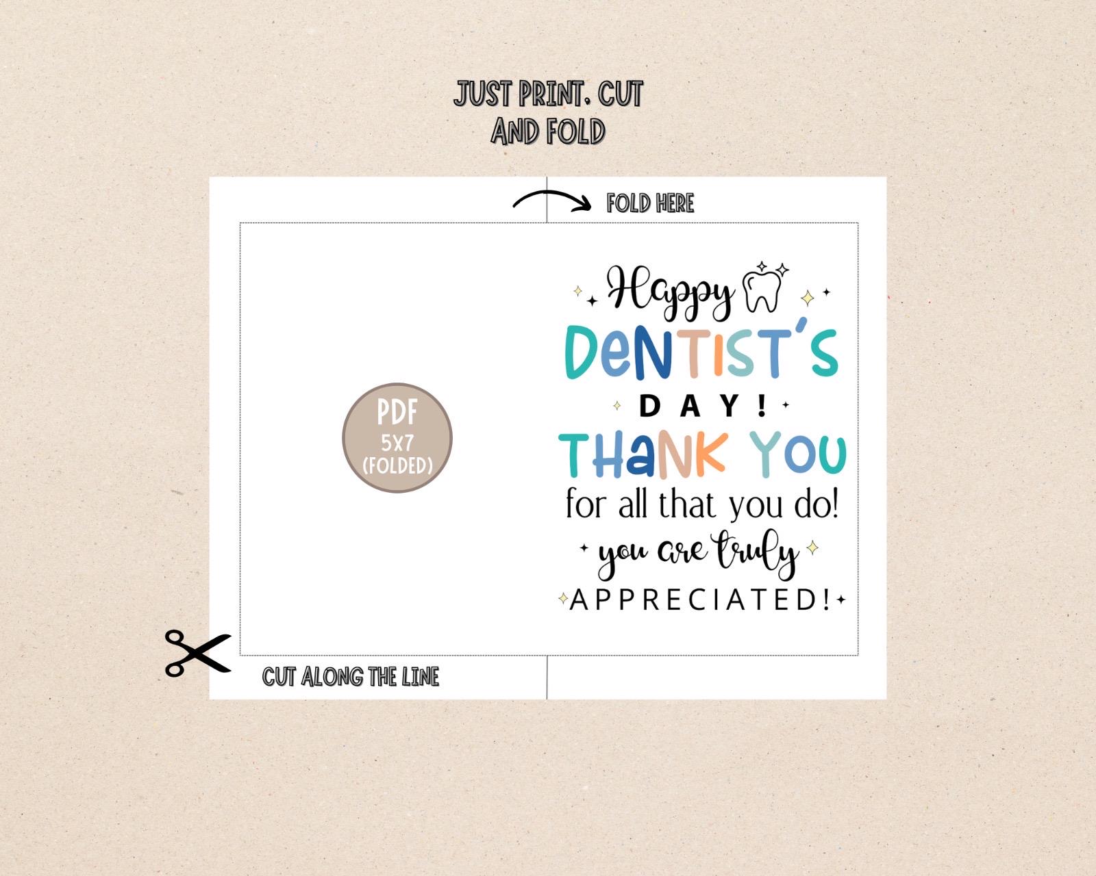 Dentist's Day Thank You Card Printable: Appreciation Gift (PDF) - Etsy