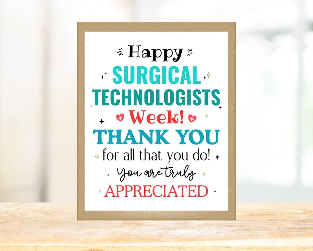 Surgical Tech Week Poster: Printable Sign (8x10 PDF Download - Etsy