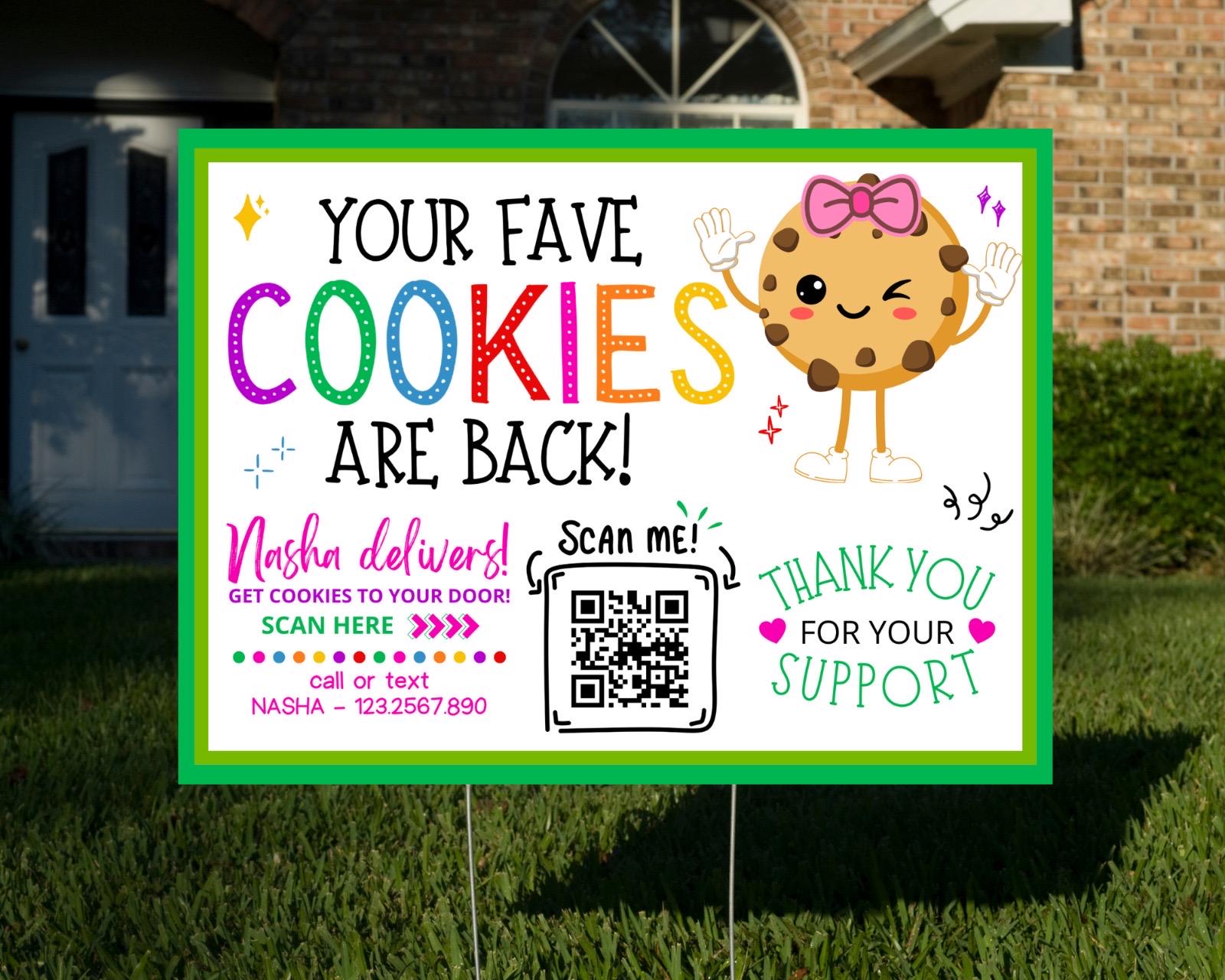 Instant Download Girl Template Scout Cookie PRINTABLE Yard Sign QR Code ...