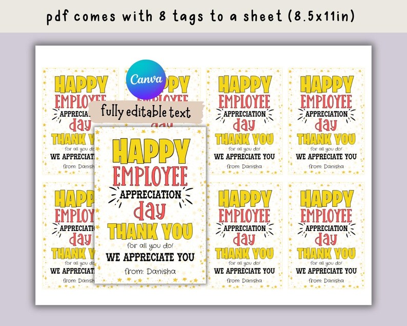Employee Appreciation Gift Tag Printable (PDF) - Etsy