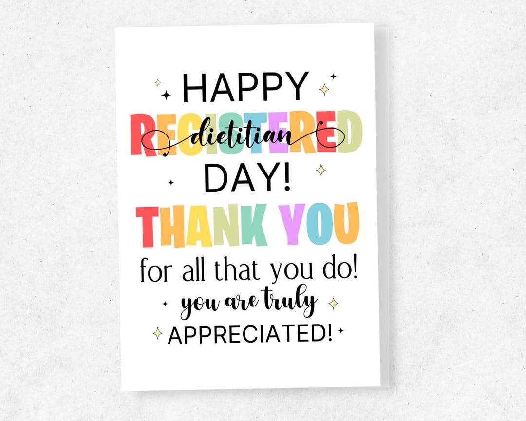 Registered Dietitian Day Card Printable: RDN Gift (PDF) - Etsy