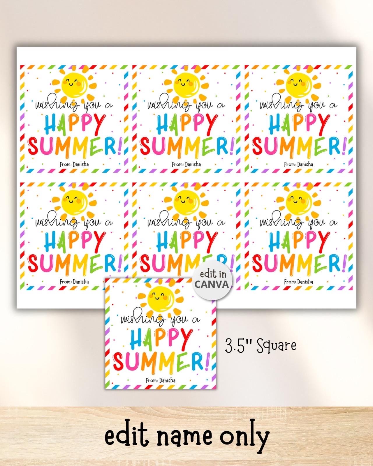 Happy Summer Tag Printable Wishing You a Happy Summer Gift Tag for ...