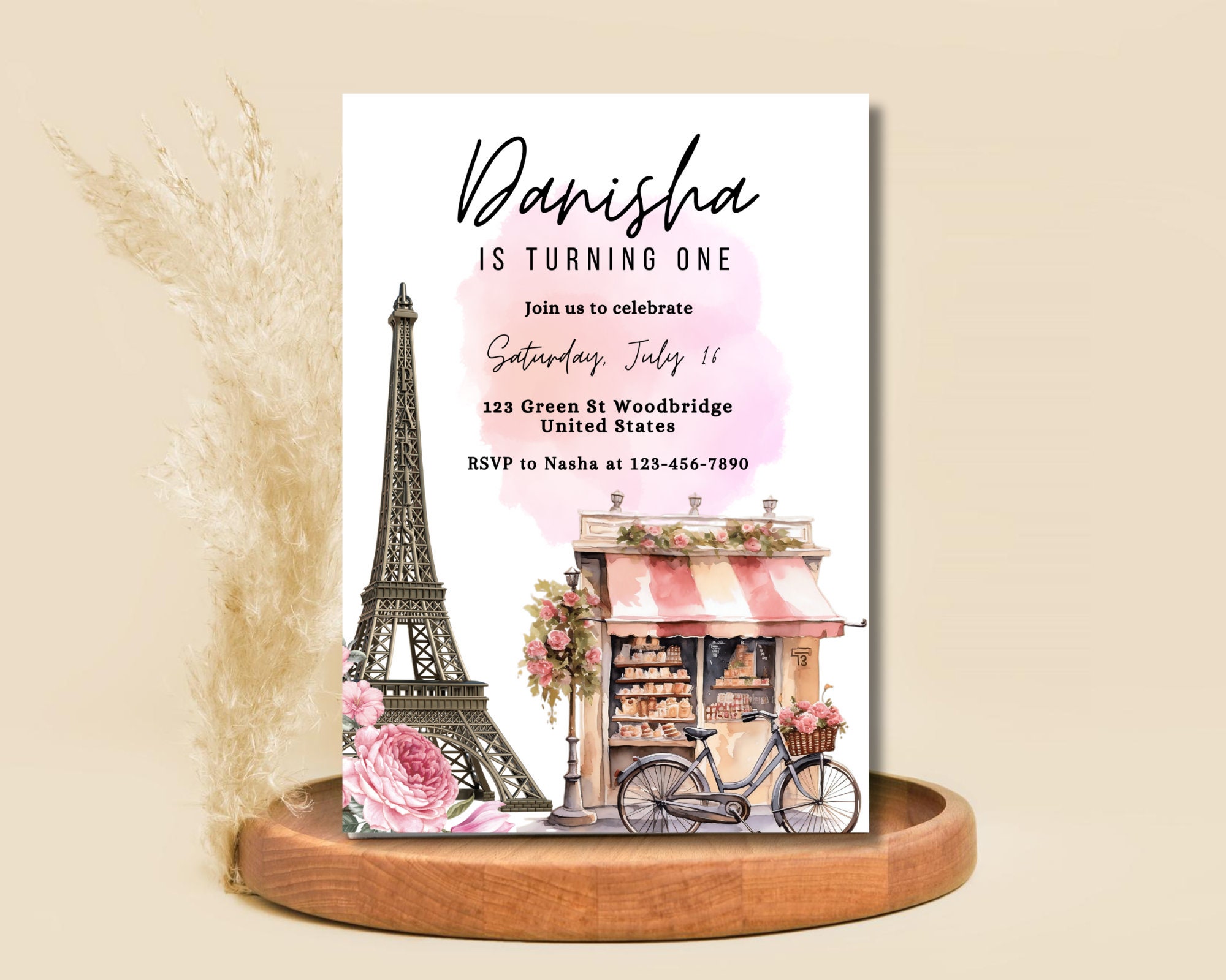 Editable Paris Birthday Party Invitation French Parisian Cafe Tea Party ...