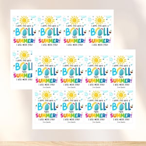 End of School Ball Gift Tag, Hope You Have a Ball This Summer Gift Tag ...