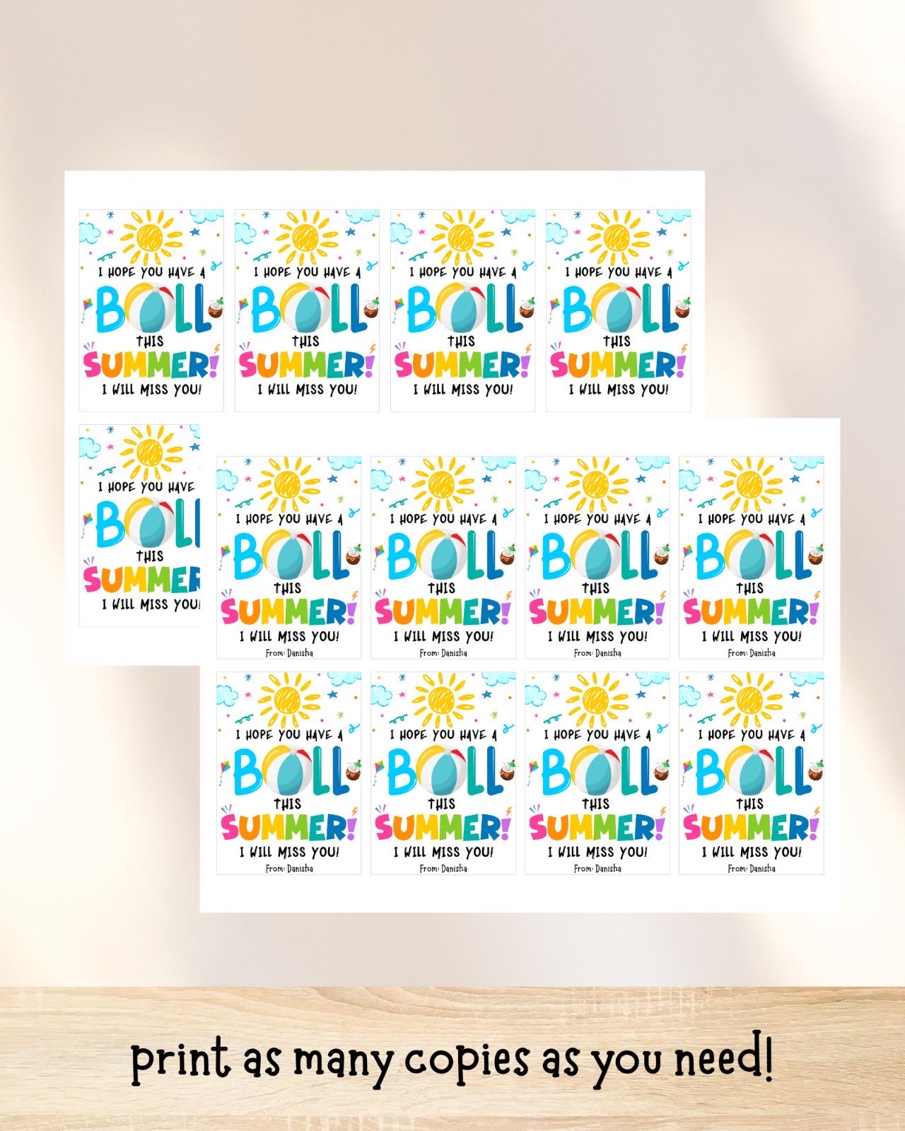 End of School Ball Gift Tag, Hope You Have a Ball This Summer Gift Tag ...