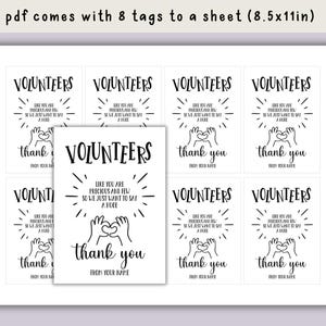 Volunteer Gift Tag Printable, Volunteer Tag, Volunteer Thank You ...