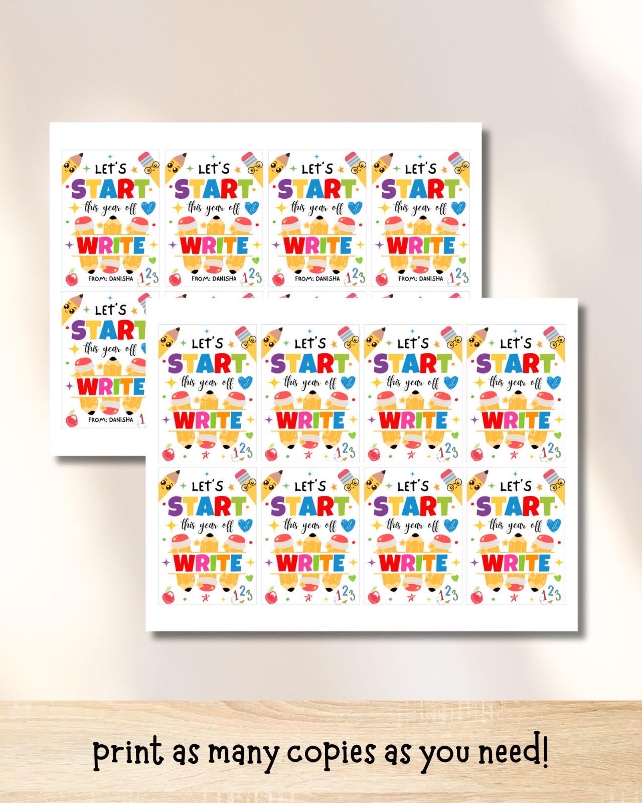 Let's Start This Year off Write Gift Tag Template, Printable Back to ...