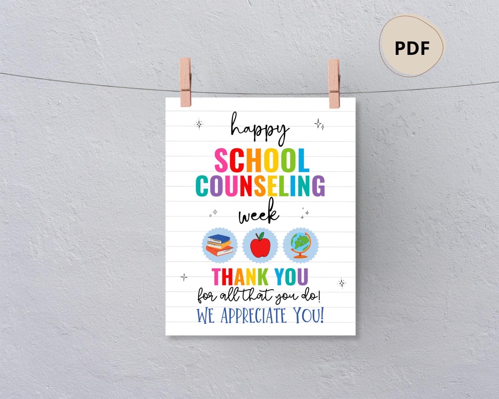 School Counselor Appreciation Sign: Thank You Gift (digital Download ...