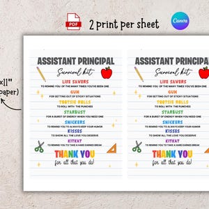 Assistant Principal Survival Kit Tag, School Principal Day Thank You ...