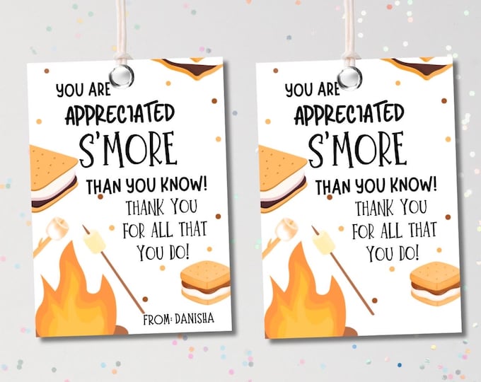 S'mores Tag, S'mores Gift Tag, Valentine Tag, Valentine's Day Tag ...