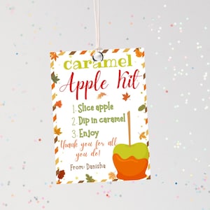 Editable Caramel Apple Kit Tags: Fall Thanksgiving Favor Labels ...