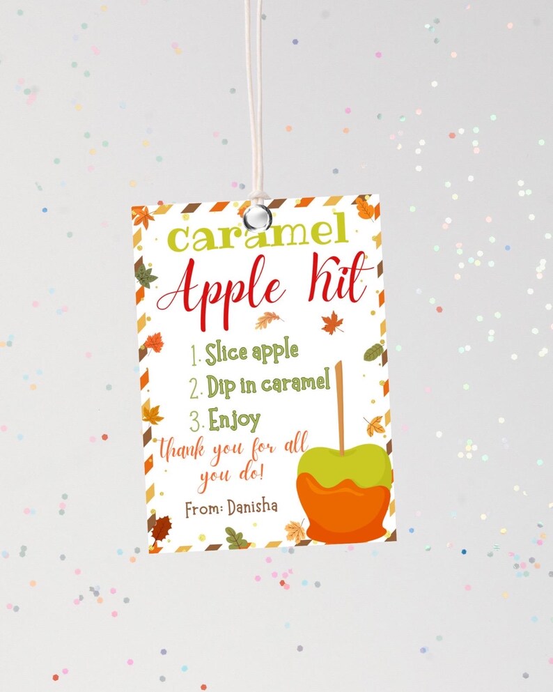 Editable Caramel Apple Kit Tags: Fall Thanksgiving Favor Labels ...