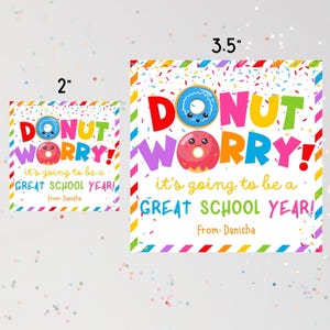 Back to School Donut Worry Treat Tags Student Gift From Teacher First ...