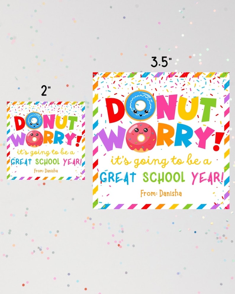 Back to School Donut Worry Treat Tags Student Gift From Teacher First ...