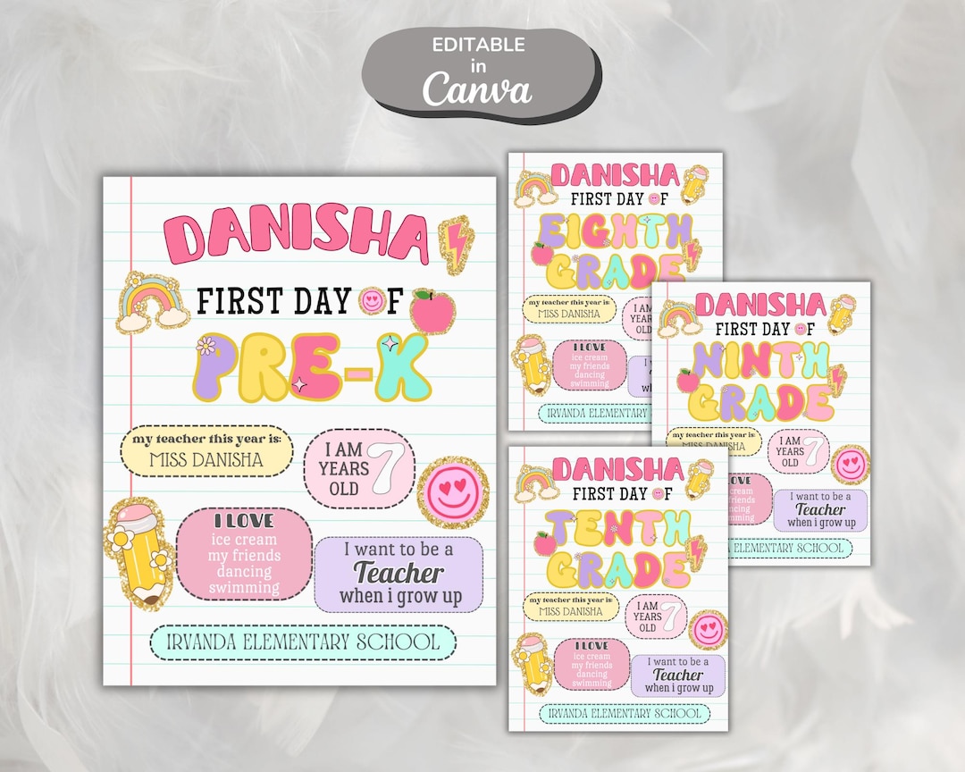 Editable First Day of School Sign, Back to School Board, Stoney Clover ...