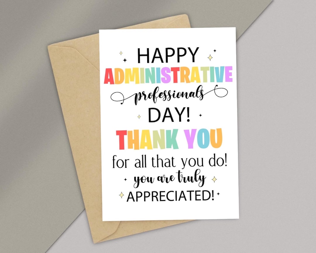 Administrative Professionals Day Thank You Card (PDF) - Etsy