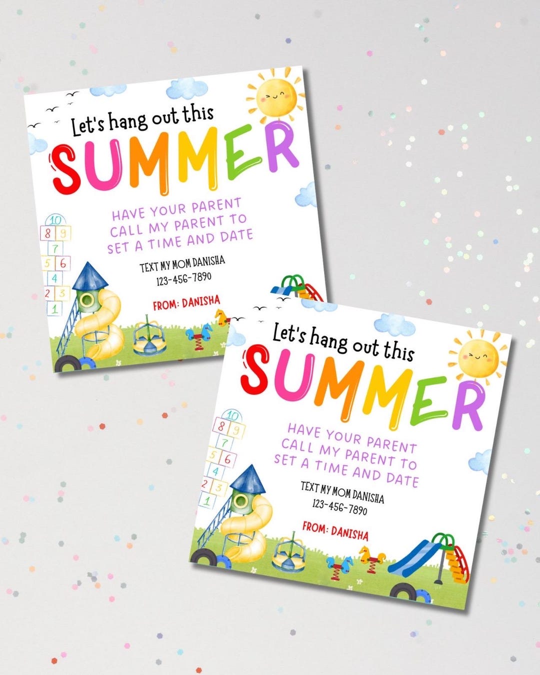 Playground Playdate Cards, Summer Play Date Card, Printable End of ...