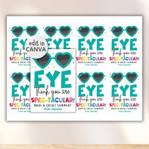 End of the Year SUNGLASSES Gift Tags, EYE Think You're Spec-tacular ...