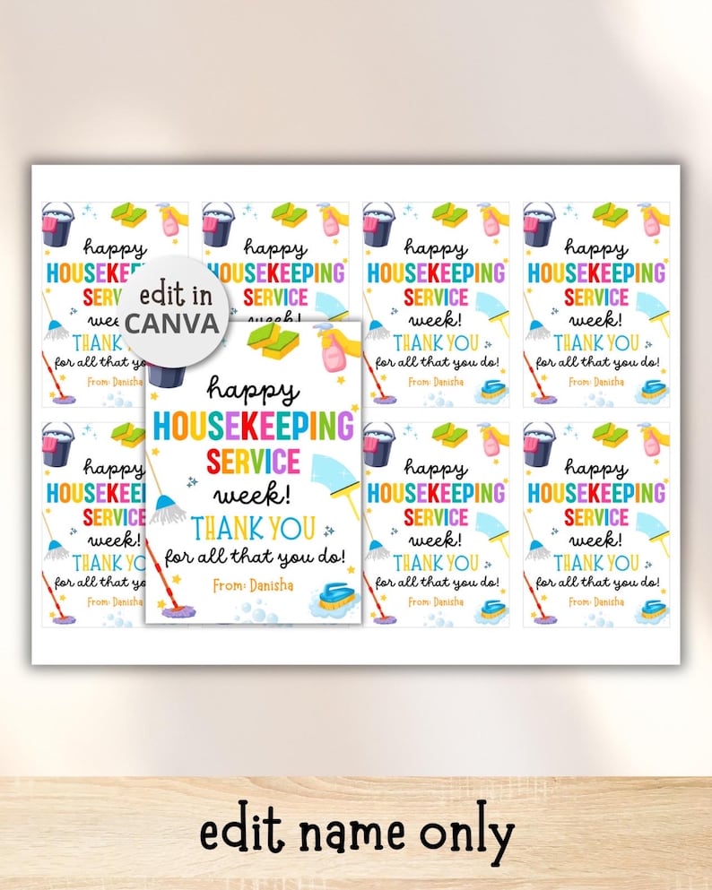 Housekeeping Appreciation Gift Tags: Printable Thank You Cards (digital ...