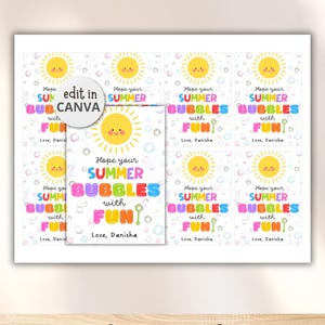 Hope Your Summer Bubbles With Fun Tag Editable, End of School Year Tags ...