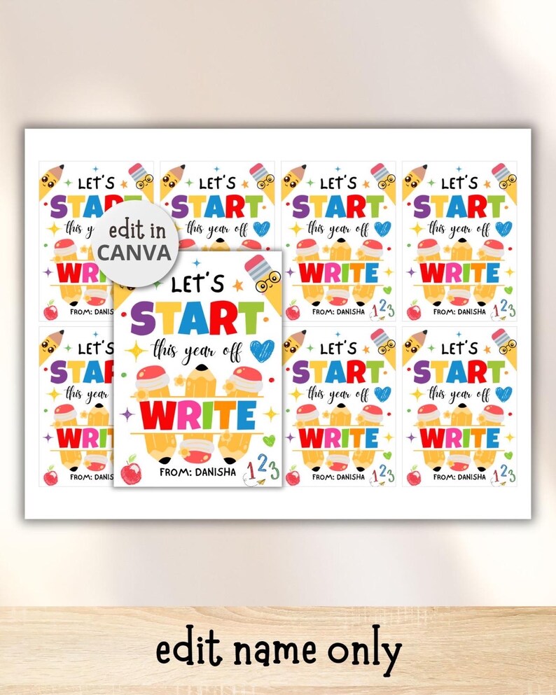 Let's Start This Year off Write Gift Tag Template, Printable Back to ...