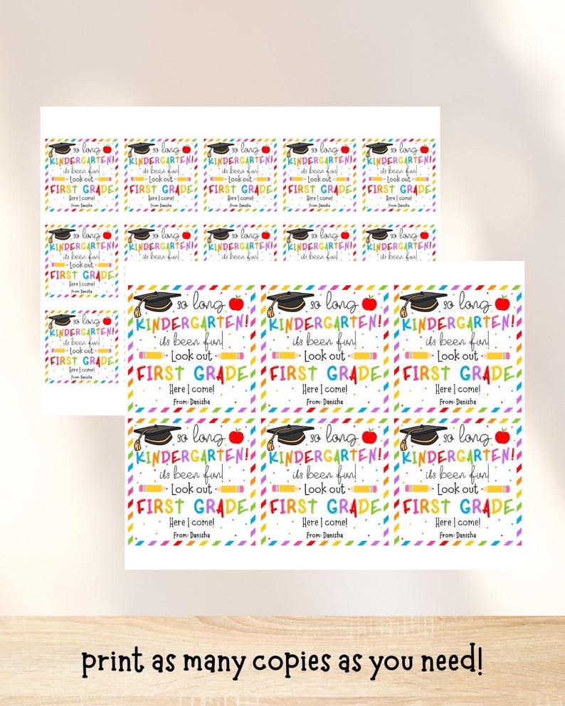 Kindergarten Graduation Tag Printable Kindergarten Grad Class Tag for ...